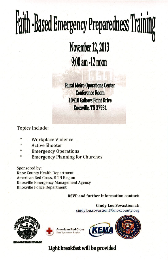 Faith-Based Emergency Preparedness Training | Emergency Management